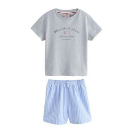Superdry & Co Set: T-Shirt und Shorts M&auml;dchen Gr&ouml;&szlig;e 110 blau / grau / dunkelgrau / wei&szlig;