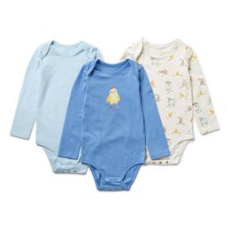 Tchibo - 3 Baby-Bodys mit Mitwachsfunktion - Baby - Gr. 50/56 - blau/print