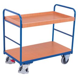 VARIOfit Etagenwagen mit 1 Tablett und 1 Boden 250 kg Traglast Typ L + EasySTOP - Enzianblau