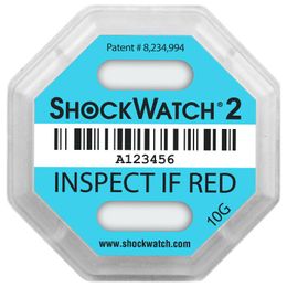 100 x ShockWatch 2 Sto&szlig;indikatorlabel mit Warnhinweisaufkleber (t&uuml;rkis)