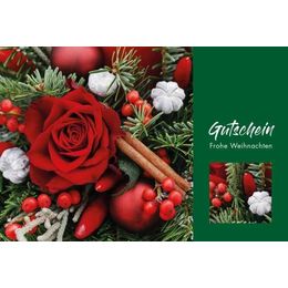 25 x Geschenkgutschein "Rote Rose Weihnachten"
