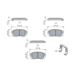 Bosch Bremsbelagsatz, Scheibenbremse 0 986 494 559 vorne rechts links f&uuml;r HYUNDAI KIA 58101J9A70 58101D4A10 58101CMA10