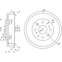 ATE Bremstrommel 24.0220-0026.1 hinten rechts links f&uuml;r MAZDA B596-26-251D B596-26-251C D102-26-251