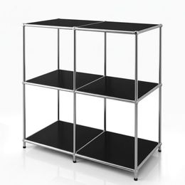 Floordirekt Standregal Concept Epure Mk-027, Schwarz, Metall, 78x82x40 cm, stehend, Wohnzimmer, Regale, B&uuml;cherregale