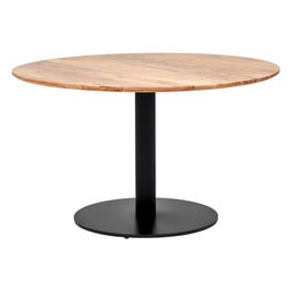 Livetastic Esstisch, Schwarz, Akazie, Holz, Metall, Akazie, vollmassiv, Holz, rund, S&auml;ule, Bodenplatte, 110x76x110 cm, Esszimmer, Tische, Esstische, Esstische rund