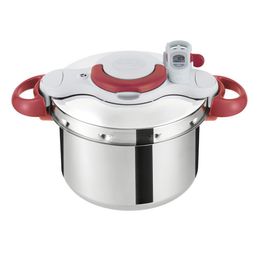 Tefal Schnellkochtopf Clipso Minut' Perfect, Rot, Edelstahl, Metall, 6 L, rund, 24.6 cm, breiter Sch&uuml;ttrand, Kochen, T&ouml;pfe, Schnellkocht&ouml;pfe