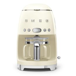 Smeg Filterkaffeemaschine 50&acute;S Style, Creme, Glas, 1,25 L,1400 ml, 24.5x36.1x25.6 cm, Warmhalteplatte, Tropf-Stopp-Funktion, Entkalkungsanzeige, rutschfester Stand, Produktvorauswahl, K&uuml;chenger&auml;te, Kaffeemaschinen & Zubeh&ouml;r