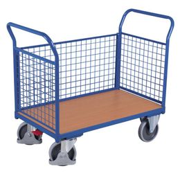 VARIOfit Drahtgitter Dreiwandwagen 500 kg Traglast Typ XL + EasySTOP - Enzianblau