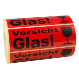Kartons24.de | Warnetikett "VORSICHT GLAS" 150 x 50 mm