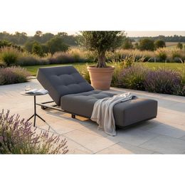 Ambia Garden Gartenliege, Dunkelgrau, Metall, Textil, F&uuml;llung: Polyester, Polyurethan (Pur), 200x31x75 cm, Fsc, Bsci, R&uuml;ckenlehne verstellbar, Gartenm&ouml;bel, Gartenliegen