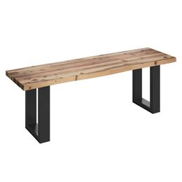 Ambia Garden Gartenbank, Schwarz, Akazie, Holz, Metall, Akazie, massiv, 2-Sitzer, 140x45x40 cm, Fsc, Gartenm&ouml;bel, Gartenb&auml;nke
