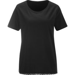w&auml;schepur w&auml;schepur Damen Schlafanzug-Shirt, Schwarz, Gr. 52/54, Pyjamas, Material: Baumwolle
