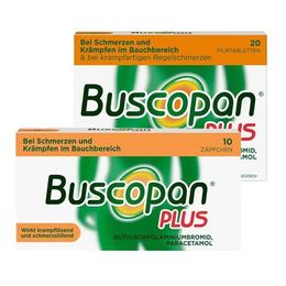 Buscopan plus 10 mg/500 mg Filmtabletten + Buscopan plus 10 mg/800 mg Suppositorien 30 St