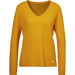 CREATION L PREMIUM Damen Kaschmirpullover mit Seitenschlitzen ocker Gr&ouml;&szlig;e 36/38
