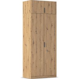 Kleiderschrank Rauch "Dreht&uuml;renschrank Schrank Garderobe Ankleide Schlafzimmer LAGOA", braun (eiche artisan), B:91cm H:235cm T:54cm, Holzwerkstoff, Schr&auml;nke, Kleiderschrank, moderne Kantengriffe aus Metall, optional mit Aufsatz MADE IN GERMANY