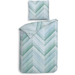 Bettw&auml;sche HECKETT & LANE "Vita", blau, B/L: 135cm x 200cm, 1 Stk., 1 Stk., Flanell, B/L: 80cm x 80cm, 2, Flanell, Obermaterial: 100% Baumwolle, Bettw&auml;sche, Bettw&auml;sche, Streifen Design, 100% Baumwolle ab 135x200 cm.
