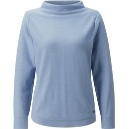 CR&Eacute;ATION L Damen Langarm-Pullover aus reiner Baumwolle bleu Gr&ouml;&szlig;e 40