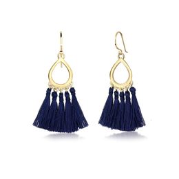 Elli Ohrringe 925 Sterling Silber Boho, Tassel in Dunkelblau | Gr.: onesize