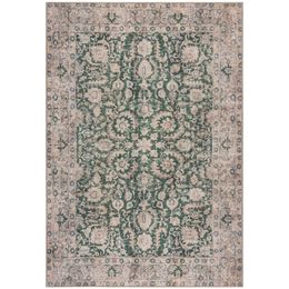 Teppich FLAIR RUGS "Beau Floral", gr&uuml;n, B:152cm H:2mm L:230cm, Kunstfaser, Teppiche, Teppich, Waschbarer Vintage Teppich, Wohnzimmer, Schlafzimmer, Esszimmer