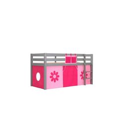 58 aufm Kessel KINDERBETT Karolina 210x114x106 Massivholz Grau Textilset Flower | Gr.: onesize