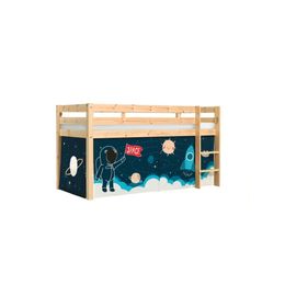 58 aufm Kessel KINDERBETT Karolina 210x114x106 Massivholz Natur Textilset Rakete | Gr.: onesize