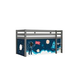 58 aufm Kessel KINDERBETT Karolina 210x114x106 Massivholz Grau Textilset Rakete | Gr.: onesize