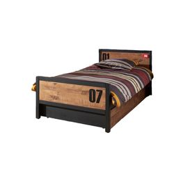 58 aufm Kessel EINZELBETT Kameko 209x75x97 aus Massivholz+MDF in Schwarz/Natur | Gr.: onesize