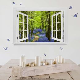 Bilderwelten Wandtattoo Wald modern 3D-Effekt Wandaufkleber - Offenes Fenster Wanderweg in Hertfordshire - B&auml;ume Wohnzimmer Schlafzimmer