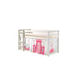 58 aufm Kessel KINDERBETT Karolina 210x114x106 Massivholz Wei&szlig; Textilset Princess 1 | Gr.: onesize