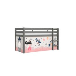 58 aufm Kessel KINDERBETT Karolina 210x114x106 Massivholz Grau Textilset Sophie | Gr.: onesize