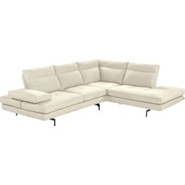Ecksofa Calia italia "Toby Wing, B/T: 288/232 cm, Designsofa mit sensationellem Sitzkomfort", wei&szlig; (avorio mario), B:288cm H:90cm T:232cm, Mikrofaser mit Nubuk Optik (100% Polyester), Sofas, Ecksofa, L-Form, Sitztiefenverstellung, funktionale Ecke, F&uuml;&szlig;e in schwarz matt