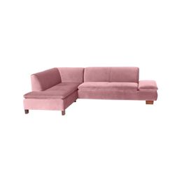 58 aufm Kessel ECKSOFA mit Ottomane links Kaye Bezug Samtvelours Buche nussbaum dunkel / ros&eacute; | Gr.: onesize