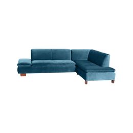 others ECKSOFA mit Ottomane rechts Kaye Samtvelours Buche nussbaum/petrol | Gr.: onesize
