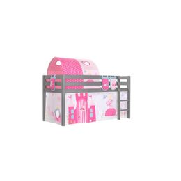 58 aufm Kessel KINDERBETT Karolina 210x114x106 Massivholz Grau Textilset Princess 4 | Gr.: onesize