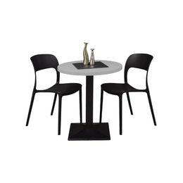 58 aufm Kessel BISTROTISCH rund Elanur 70 cm schwarz matt/kreidegrau matt lack | Gr.: onesize