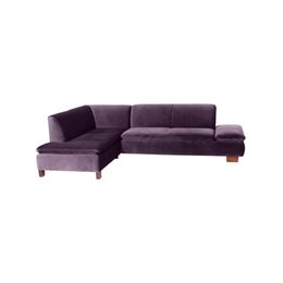 58 aufm Kessel ECKSOFA mit Ottomane links Kaye Bezug Samtvelours Buche nussbaum dunkel / purple | Gr.: onesize