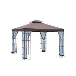 Outsunny Pavillon L297 x W297 x H270 cm Kaffeebraun+Wei&szlig;+Schwarz | Gr.: onesize