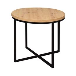 58 aufm Kessel COUCHTISCH Rund Elesa 3 60x51x60 Holzwerkstoff Schwarz/Asteiche | Gr.: onesize