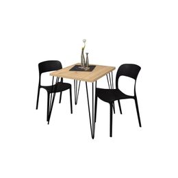 58 aufm Kessel BISTROTISCH Eirena 70x70x75 schwarz matt/asteiche | Gr.: onesize