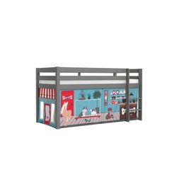 58 aufm Kessel KINDERBETT Karolina 210x114x106 Massivholz Grau Textilset Pet Shop | Gr.: onesize