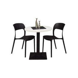 58 aufm Kessel BISTROTISCH rund Elanur 70 cm schwarz matt/wei&szlig; matt lack | Gr.: onesize