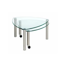 58 aufm Kessel COUCHTISCH mit ausdrehbarer Ablage Cilka 80x43x80 Glas Nickel/Klarglas | Gr.: onesize
