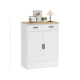 HOMCOM Sideboard-68,6L x 35B x 90,3H cm-Wei&szlig;+Naturholz | Gr.: onesize