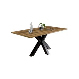 58 aufm Kessel ESSZIMMERTISCH Elda 2 160 x 90 x 75 Esstisch Schwarzstahl/Plankeneiche | Gr.: onesize