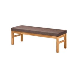 58 aufm Kessel SITZBANK Danny 130x49x50 Massivholz Wildeiche ge&ouml;lt Polster Braun | Gr.: onesize