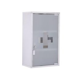 HOMCOM Medizinschrank-B30 x T18 x H50 cm-Silber | Gr.: onesize