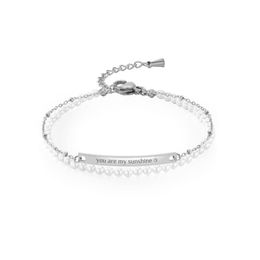 Himmelsfl&uuml;sterer Zweireihiges Sommer-Armband mit Perlen "you are my sunshine" - Farbe: Silber | Gr.: onesize