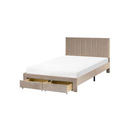 Beliani Doppelbett LONZAC in Beige - (W) 125 x (H) 90 x (L) 208 cm | Gr.: onesize