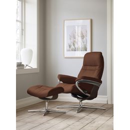 Relaxsessel stressless "Sunrise", braun (copper paloma), B:92cm H:105cm T:80cm, Leder PALOMA: PALOMA ist ein durchgef&auml;rbtes Semianilin-M&ouml;belleder mit nat&uuml;rlicher Narbung., Sessel, Relaxsessel, mit Cross Base, Gr&ouml;&szlig;e S, M & L, Holzakzent Braun