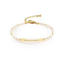 Himmelsfl&uuml;sterer Zweireihiges Sommer-Armband mit Perlen "you are my sunshine" - Farbe: Gold | Gr.: onesize